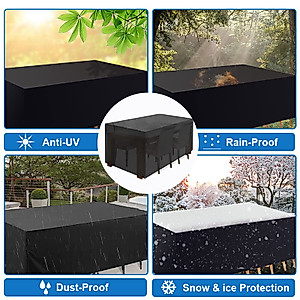 KNHUOS Patio Furniture Covers, Outdoor Furniture Cover Waterproof, 96 "L x 64" W x 40 "H Outdoor Table and Chair Set Cover Wind Dust Proof Anti-UV, Durable Patio Furniture Cover，Rectangular