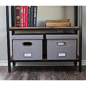 Internet's Best Collapsible File Box Storage Organizer with Lid - Decorative Linen Filing & Storage Office Boxes – Hanging Letter/Legal Folder – Home Office Bins Cabinet – Grey Container - 1 Pack