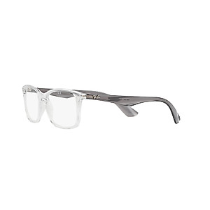 Ray-Ban RX7047 Rectangular Prescription Eyeglass Frames, Transparent on Grey/Demo Lens, 56 mm