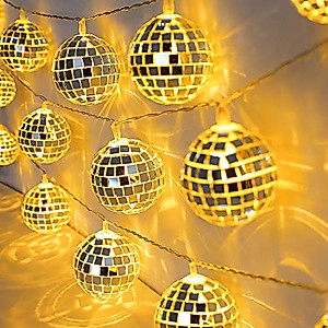 AceList 20 LED Disco Ball Mirror LED Party String Light Christmas Lanterns for Holiday Wall Window Tree Decorations Indoor Outdoor Patio Party Yard Garden Kids Bedroom Living Dorm (Warm White)