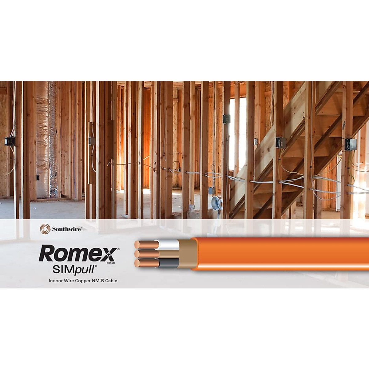 Southwire Romex Brand Simpull Solid Indoor 10/2 W/G NMB Cable 100ft coil - SW 28829028