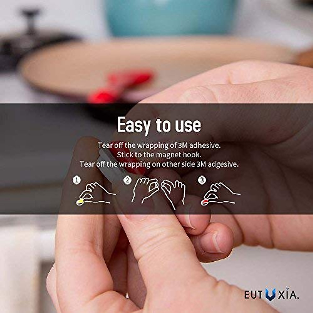 Eutuxia Magnetic Key Holder for Wall - Get Your Car & Home Keys Easier and Faster. Heavy Duty Magnets, Wall Key Holder, No Drilling, 3M Key Hook. [6 PK]