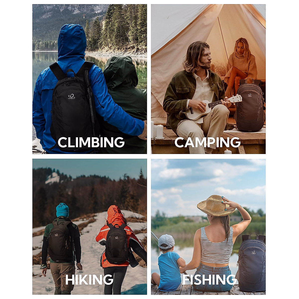 WATERFLY Lightweight Day Hiking Backpack: Travel Waterproof Daypack Trekking Bagpack Hike Day Bag for Camping Climbing Man Woman