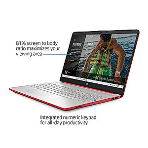 2021 HP Pavilion 15.6" HD Laptop Computer, Intel Pentium Processor, 16GB RAM, 1TB SSD, HD Webcam, USB-C, HDMI, Ethernet RJ-45, Windows 10 S, Red, GOLDOXIS 32gb MicroSD Card