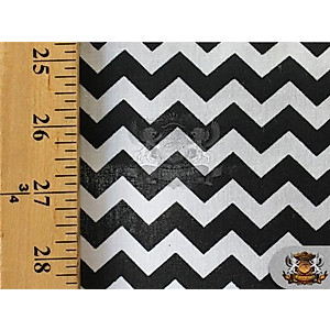 Polycotton Printed Fabric Small Chevron BLACK WHITE / 60" Wide/Sold by the yard
