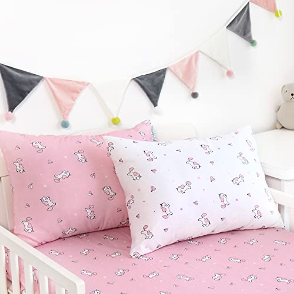 SPRINGSPIRIT Baby Toddler Pillow for Girls 2 Pack Ultra Soft & Breathable 14" x 19" Baby Pillows for Sleeping, Machine Washable Soft Travel Pillow, Toddler Bed Pillows