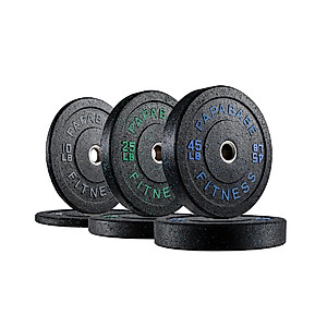 papababe Bumper Plates, High-Bounce Olympic Weight Plates with Colored Fleck-Rubber Weights Plates for Weight Lifting and Strength Training (160 lb set)