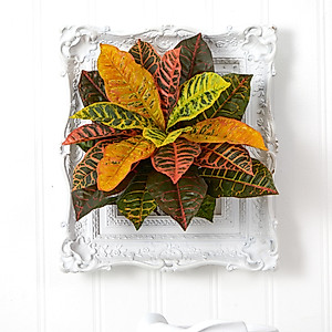 Nearly Natural 21” Garden Croton Artificial (Real Touch) (Set of 4) Silk Plants, Mixed