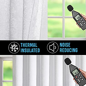 Regal Home Collections Blackout Room Darkening Curtains 2-Panel Set - Noise Reducing, Energy Saving Room Darkening Window Curtains & Drapes for Bedroom, Living Room (52in W x 63in L - 2 Panels, White)