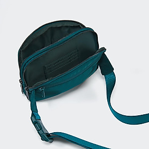 Pander Everywhere Belt Bag for Women, 5 Zipper Pockets Nylon Crossbody Fanny Pack Purse (Teal Blue)