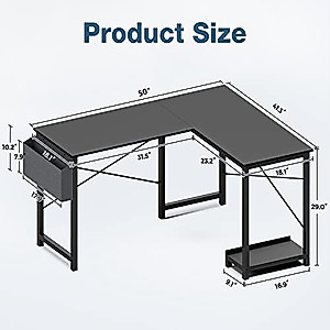 OLIXIS Computer Desk for Home Office Storage and CPU, 50 inch, Black
