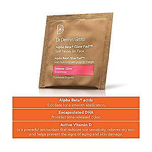 Dr. Dennis Gross Alpha Beta Glow Pad Intense Glow for Face: for Dull Skin Lacking Radiance & Glow, (20 Towelettes)