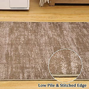 GarveeHome Washable Rug 5x7 Modern Solid Area Rug Indoor Non Slip Throw Floor Cover Contemporary Rug Boho Accent Area Rug Farmhouse Low Pile Rug Carpet for Living Room Bedroom, Taupe