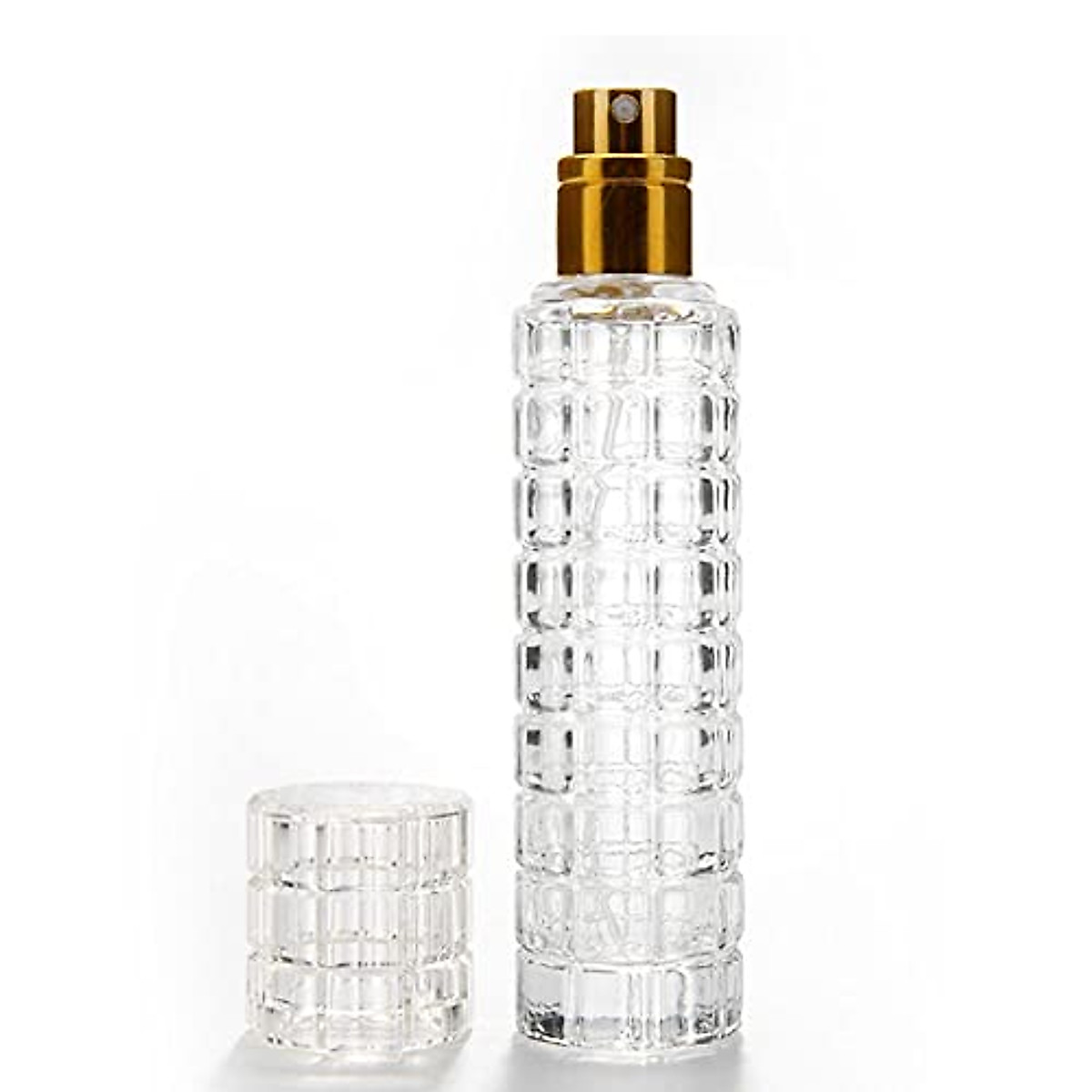 Spray Bottle, Refillable Bottle, Travel Portable Perfume Atomizer Skin Care Tool, Empty Sample Vials Dispenser, Transparent Cosmetic Container(Gold)