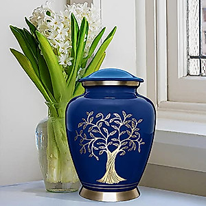 Trupoint Memorials Cremation Urns for Human Ashes - Decorative Urns, Urns for Human Ashes Female & Male, Urns for Ashes Adult Female, Funeral Urns - Blue, Large