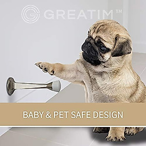 Greatim GT-DS 3 inch Heavy Duty Solid Rigid Door Stop, Zinc Die Cast Door Stopper, Soft Bumper Tips, Zinc Alloy, Silver, 5 Pack (SN)