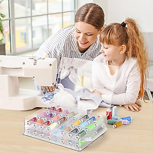 Mathtoxyz Sewing Thread Organizers and Storage, 46 Grid Double Sided Sewing Plastic Box Portable, Ideal for Jewelry, Beads, Jewelry Hardware Tools and More Small Items