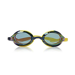 Speedo Unisex Adult Swim Vanquisher Extended View Goggles, Mirrored Navy Yellow/Amber/Gold, One Size US