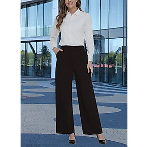 JASTIE Women's High Waist Palazzo Pants with Deep Pockets Comfort Pull-On Straight Petite Leg Regular Office Work Trousers(Black,S)…………