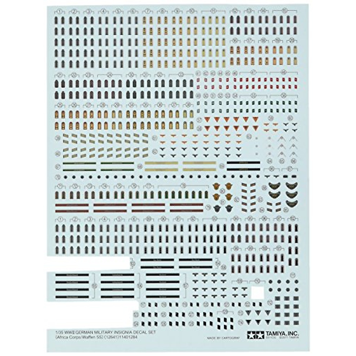 The Hobby Company Tamiya 1:35 WWII German Military Insignia Decal Set (Africa Corps/Waffen SS)