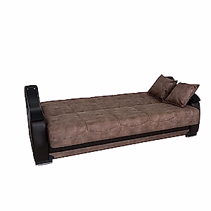 Go Green Woods Zambak Leather and Fabric Sleeper Sofa and Upholstered Accents in Brown Solid Wood Frame for Heavy Use