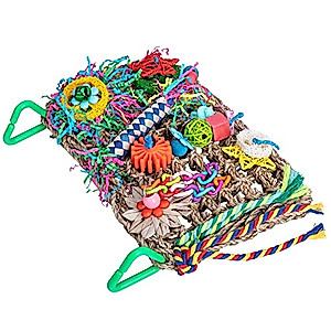 Bird toys, parrot toys, seaweed woven overhanging cushions, natural bird foraging chew toys, suitable for African grey parrots, Amazon parrots, lovebirds and other small and medium-sized birds