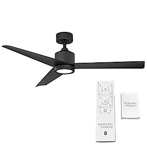 Lotus Smart Indoor and Outdoor 3-Blade Ceiling Fan 54in Matte Black with 3000K LED Light Kit and Remote Control works with Alexa, Google Assistant, Samsung Things, and iOS or Android App