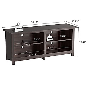 YESHOMY Classic 4 Cubby TV Stand for Televisions up to 65+ Inch, Media Entertainment Center Console Table with Four Open Storage Shelves & Cabinets, 58 Inch, 23.42” H x 15.75” D x 58.13” L, Espresso