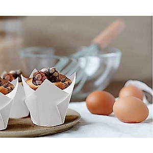 Leqi Baking Cups 100 Count Natural Cupcake Muffin Paper Liners Grease-Proof Wrappers for Wedding Birthday Christmas Party Baby Shower Anniversaries All Festivals (White)