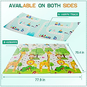Foldable Baby Play Mat, 78"x71"x0.6", Portable Baby Floor Mat, Extra Thick Anti-Slip XPE Crawling Mat, Reversible Baby Play Mat Foam