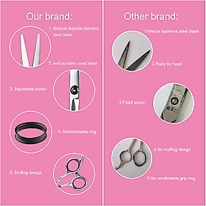 Hair Cutting Scissors Thinning Shears- Fcysy Professional Barber Sharp Hair Scissors Hairdressing Shears Kit with Haircut Accessories in Leather Case for Cutting Styling Hair for Women Men Pet- 7 Pcs