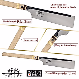 SUIZAN Japanese Pull Saw Hand Saw 9.5 Inch Dozuki Dovetail Saw for Woodworking tools Gifts