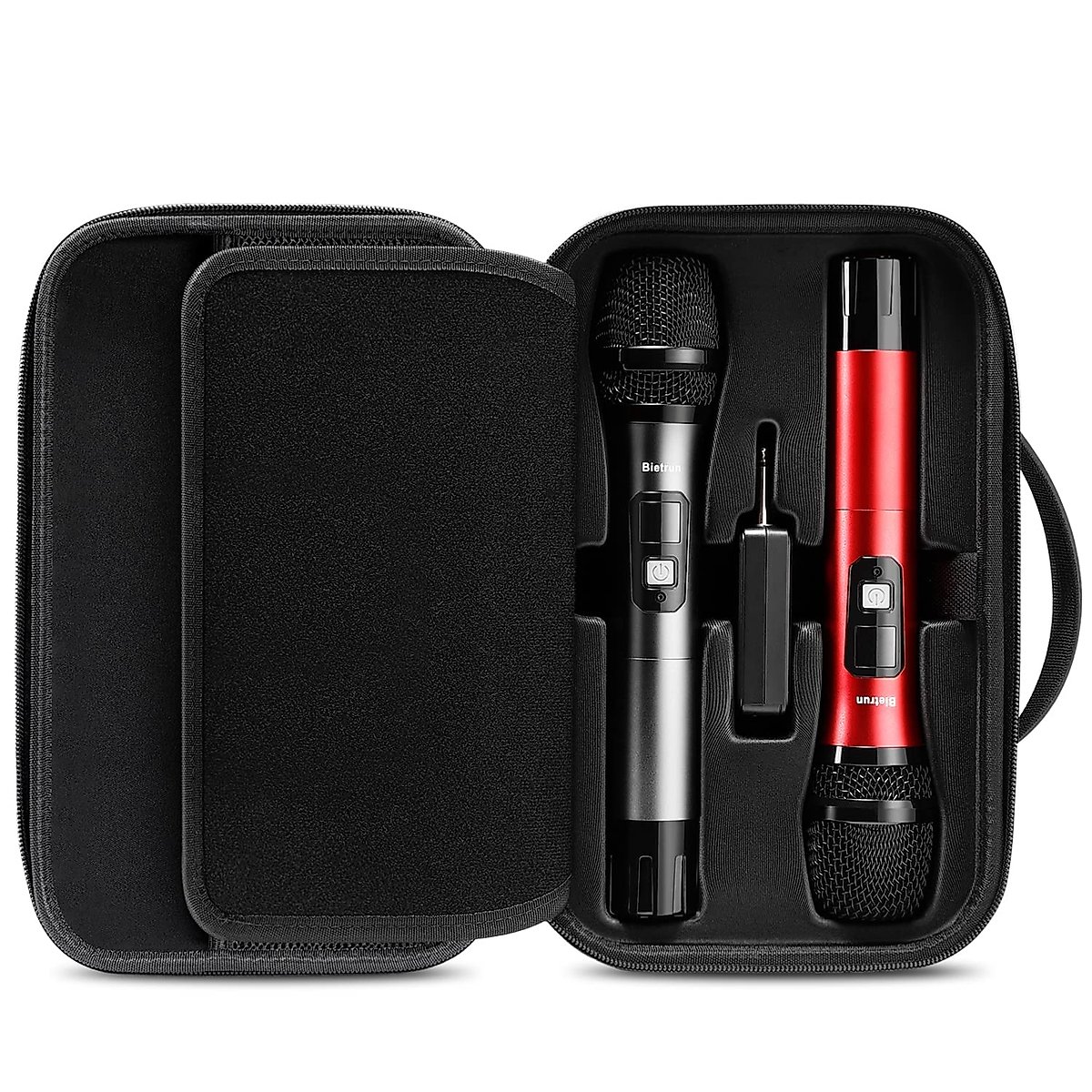 Bietrun Wireless Microphone Portable Storage Case, for Bietrun WXM02 WXM04 WXM19 WXM21, Dual Mic Bag with EVA Hard Shell Exterior, Case Only, for Travel Outing Handheld