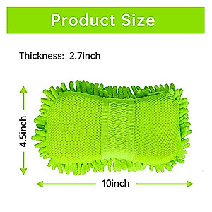 4 Pack Car Wash Mitt, BELPAIR Microfiber Sponge Cleaning Mitten for Window Cleaner, Non Scratch Sponges Auto Supplies Duster Kit Premium Washing Scrub Foam for Care Tools Foaming Cleaner (Green)