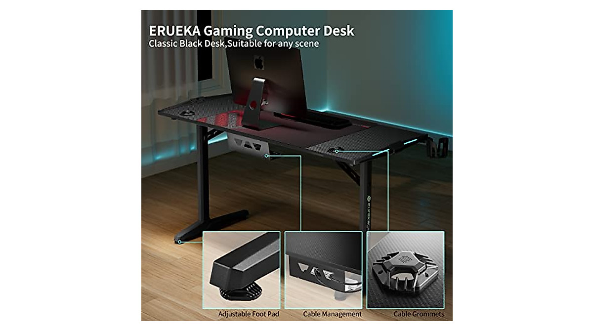 Eureka Ergonomic 55" RGB Gaming Desk - Ultimate Gamer Setup