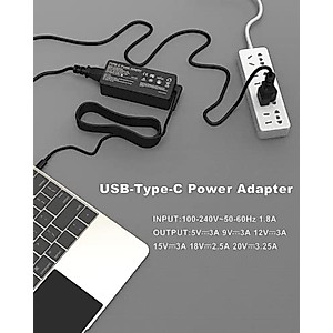 65W 60W USB Type C Charger for Dell Latitude 5420 5520 7420 5530 7430 5430 7410 5320 7320 7340 7530 9430 for Dell Chromebook 3100 3110 2 in 1 XPS 13 Plus 9320 LA65NM190 HA65NM190 AC Power Adapter