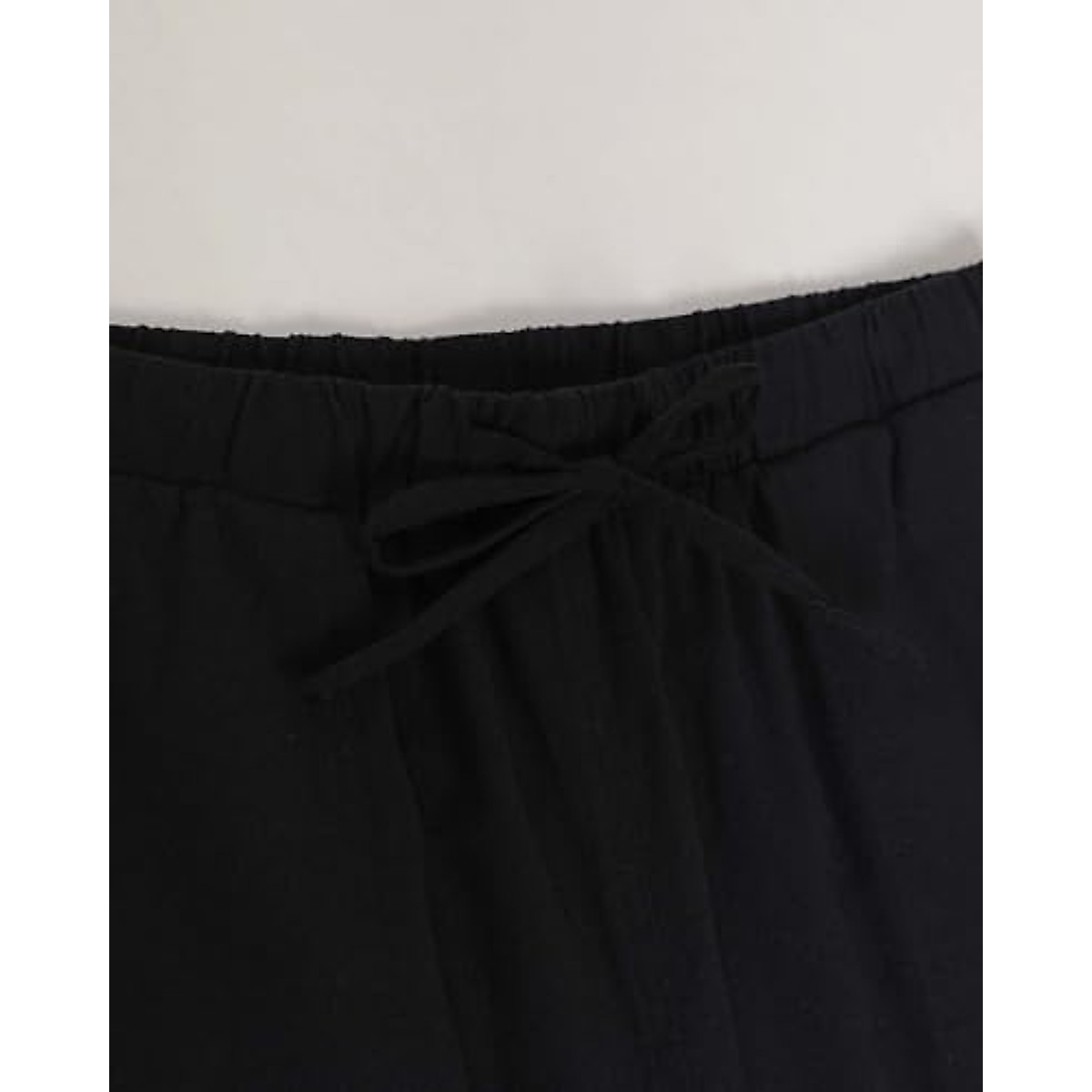 Lisskolo Women's Drawstring Linen Bermuda Shorts for Women Elastic Waist Summer Cotton Short 2X-Large Black