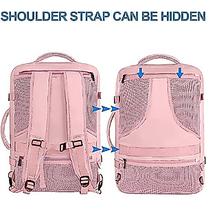 Carry on Bag,Expandable Travel Backpack Airline Approved,Water Resistant 40L Large Backpack,Anti-Theft Suitcase Luggage Overnight Weekender Daypack Duffel Bag Travel Essentials Gift for Travelers,Pink