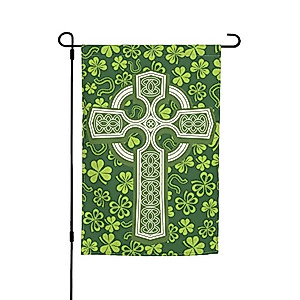 Celtic Cross Happy St. Patrick's Day Garden Flag 12 x 18 Inches Double Sided Banner Funny Yard Flags for Room Rustic Farmland Lawn House Festival Birthday Anniversary