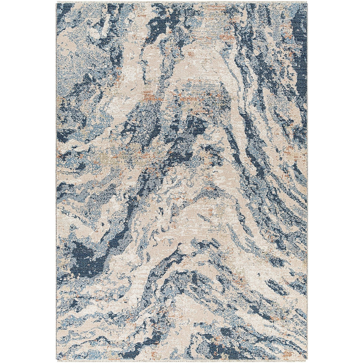 Mark&Day Area Rugs, 8x10 Randalia Modern Navy Marble Area Rug, Blue Beige Grey Carpet for Living Room, Bedroom or Kitchen (7'10" x 10')