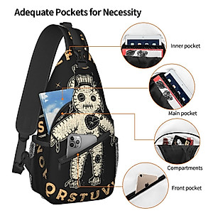 SWEET TANG Casual Sling Backpack Chest Shoulder Ouija Board With A Voodoo Doll Occultism Set Crossbody Backpack, Unbalance Gym Bag Travel Bag Outdoor Hiking Daypack for Men Women Boys