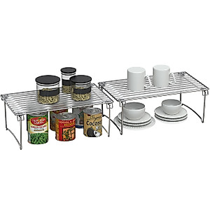 2 Pack - DecoBros Stackable Kitchen Cabinet Organizer, Chrome