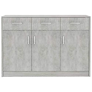 loibinfen Storage Sideboard Cabinet Dining Buffet Server Cabinet Kitchen Cupboard Modern Console Sofa Table with 3 Drawers and 3 Doors for Living Room,43.3"x11.8"x29.5" Concrete Grey -AA