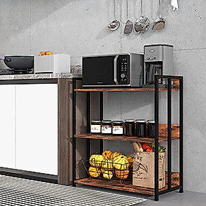 Tangkula Bookshelf, 3 Tier Industrial Book Shelf with Adjustable Shelves and Metal Frame, DIY 3 Shelf Bookcase and Bookshelves, Freestanding Storage Shelf for Living Room Home Office, Rustic Brown