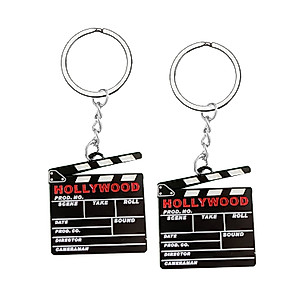 Sunwel Fashion 2 Pack Hollywood Keyring Film Cut Action Scene Board Clapboard for Women Men