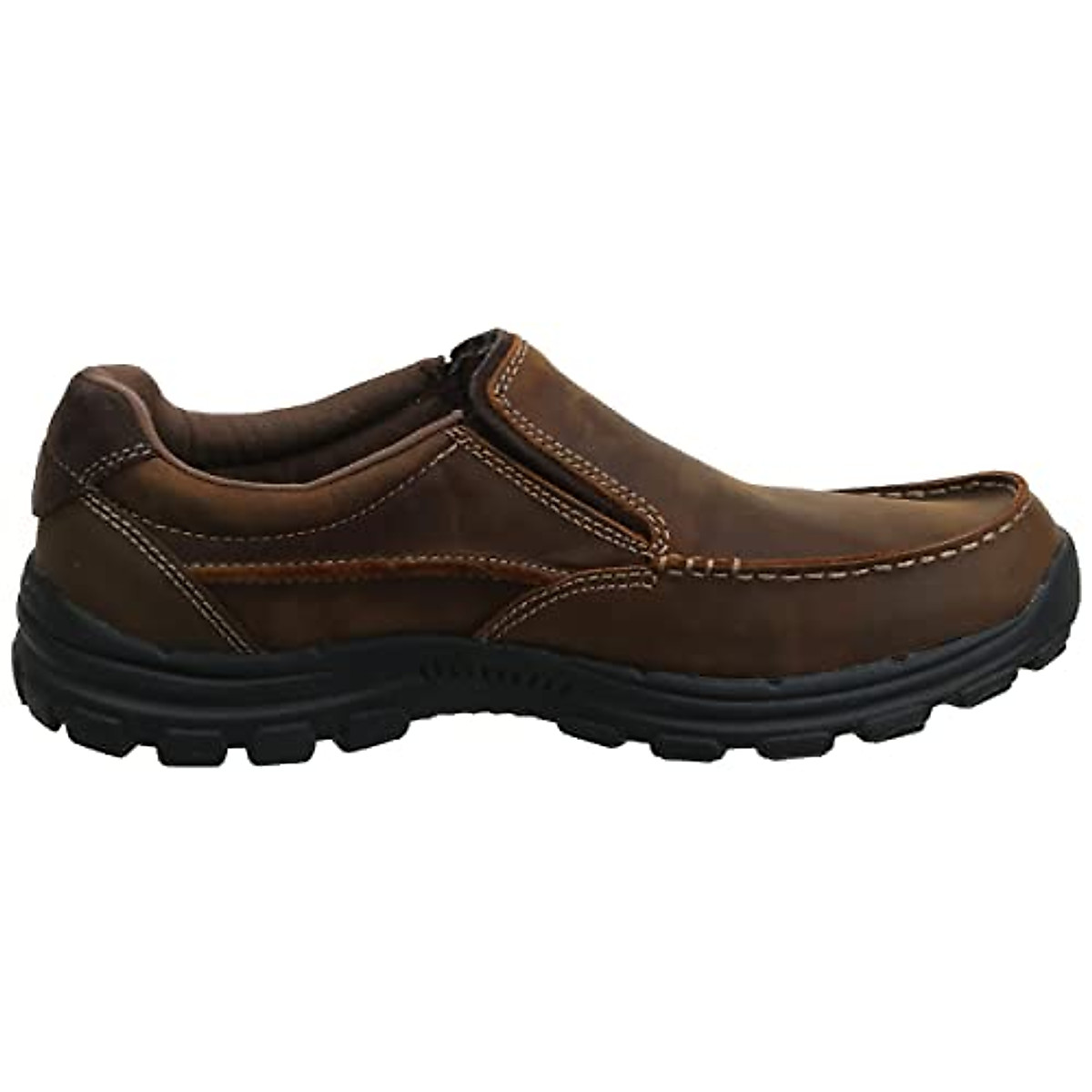 Skechers Men's Braver-Rayland Slip-On Loafer, Dark Brown Leather, 10 2E US
