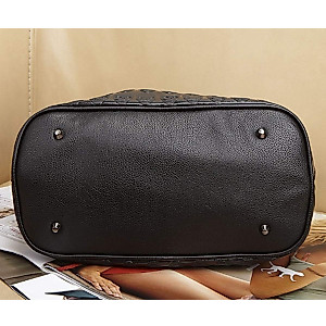 RainboSee Women's 2Pcs Skull Purses and Handbags Punk Tote Top-handle Shoulder Satchels Bag Clutch Black