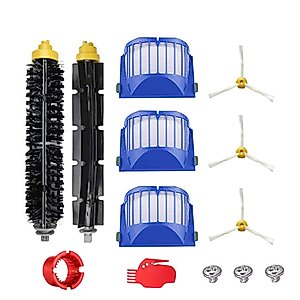 DLD Accessory for Irobot Roomba 600 610 620 650 Series Vacuum Cleaner Replacement Part Kit - Includes 3 Pack Filter, Side Brush, and 1 Pack Bristle Brush