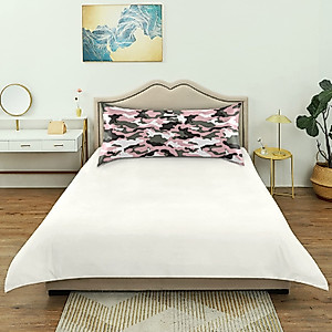 Camouflage Military Pink Satin Pillowcase for Hair and Skin Silk Pillowcase Pillow Case with Envelope Closure Throw Pillow Cover for Sofa Hotel Couch Bedroom Home Decor - King, 40x20inch