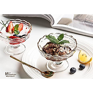 Lawei 6 Pack Glass Dessert Bowls - 5 Oz Glass Ice Cream Cups Mini Trifle Footed Dessert Bowls for Dessert, Sundae, Ice Cream, Salad, Cocktail, Condiment, Trifle